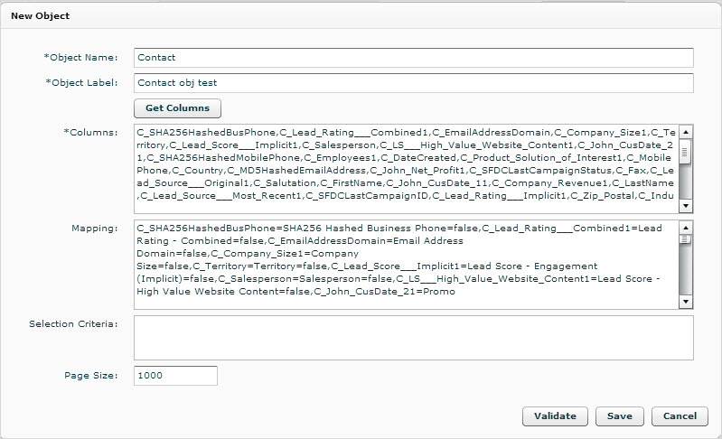 Adding a Source Based on an Eloqua Object