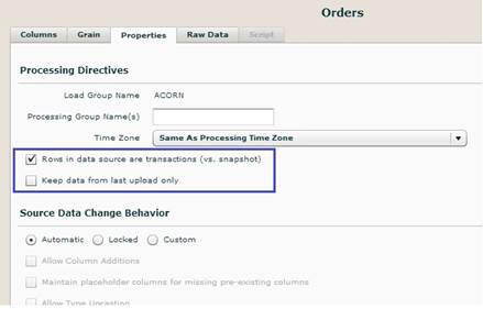 Setting Transaction and Snapshot Policies for a Data Source