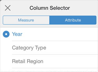 Can I change the columns that are shown in a chart on iOS?