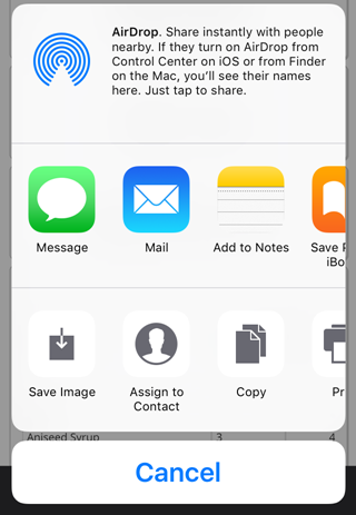 How do I share a screenshot of a dashboard or report on iOS?